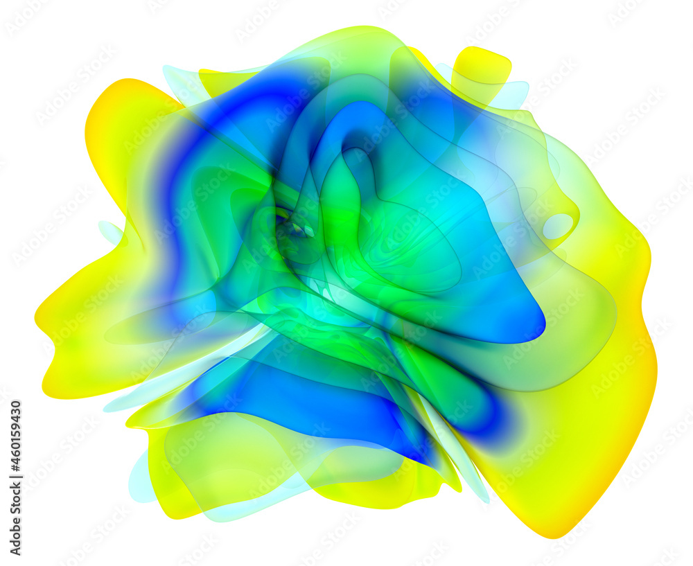 3d render of abstract art with surreal alien blossom flower in curve ...