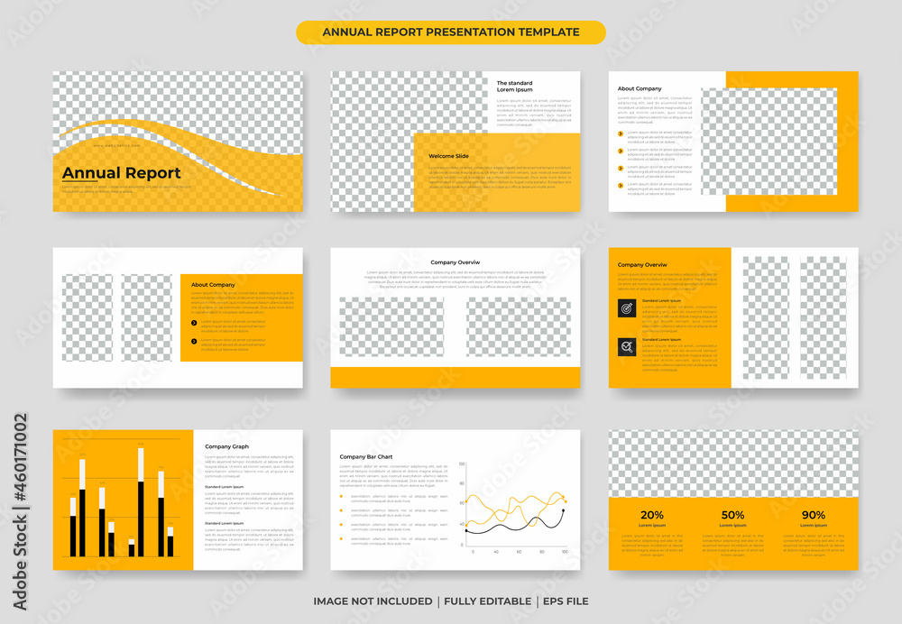 Annual report presentation slide template design, corporate business ...