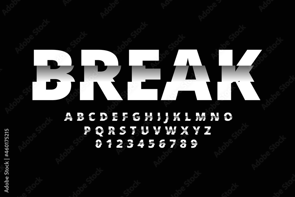 Font. Modern Break Font and Alphabet. Vector Stock Vector | Adobe Stock