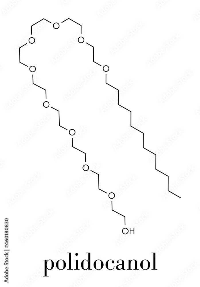 Polidocanol sclerosant drug molecule. Used in treatment of varicose ...