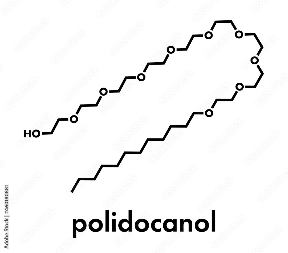 Polidocanol sclerosant drug molecule. Used in treatment of varicose ...