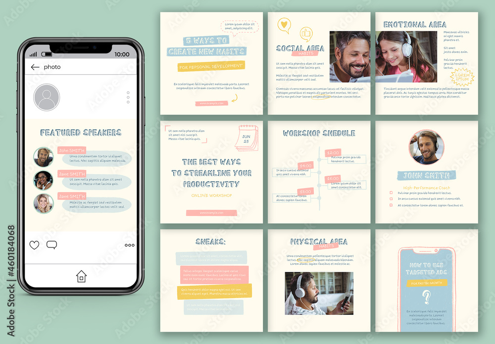 Personal Development Coaching Post Template with Hand Drawn Elements ...