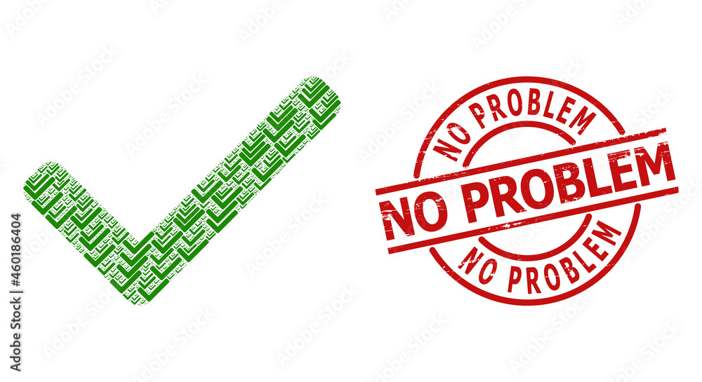 Red round stamp seal contains No Problem text inside circle. Vector ...