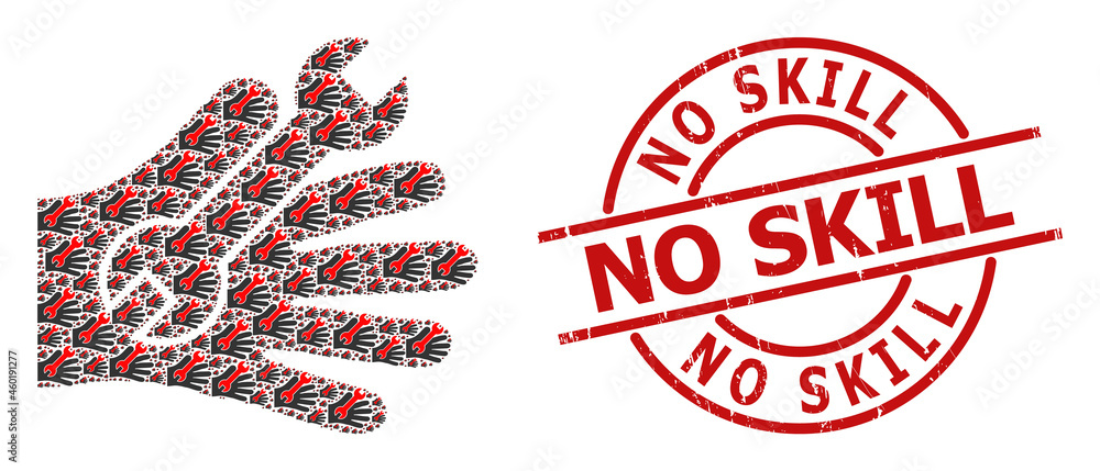 Red round stamp seal contains No Skill title inside circle. Vector ...