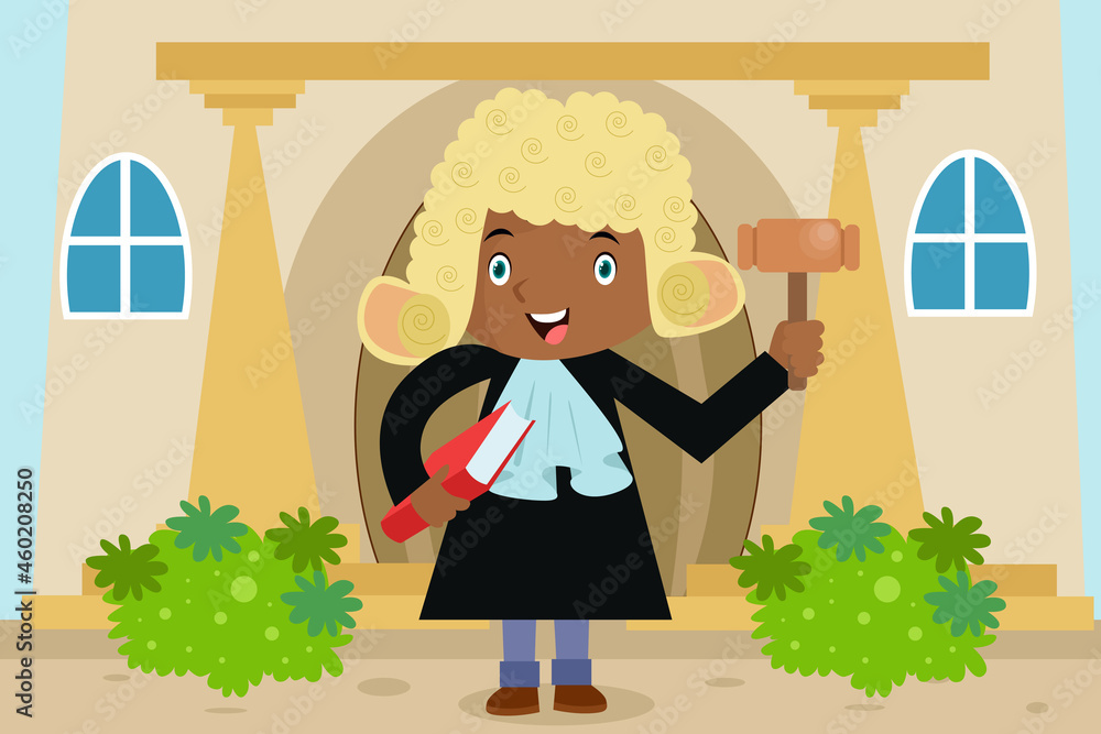 Little Judge - Kids Illustration Stock Vector | Adobe Stock