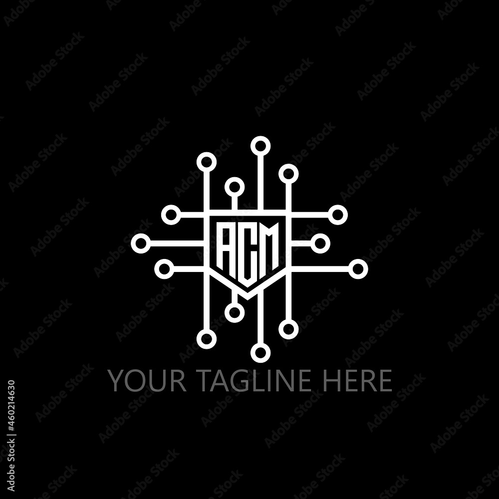 ACM letter logo design on black background.ACM creative initials letter ...