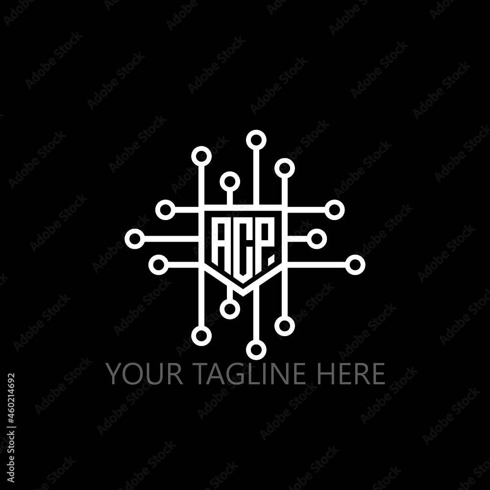ACP letter logo design on black background.ACP creative initials letter ...
