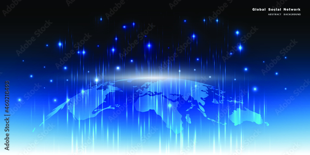 Map of the planet. World map. Global social network. Future. Vector ...