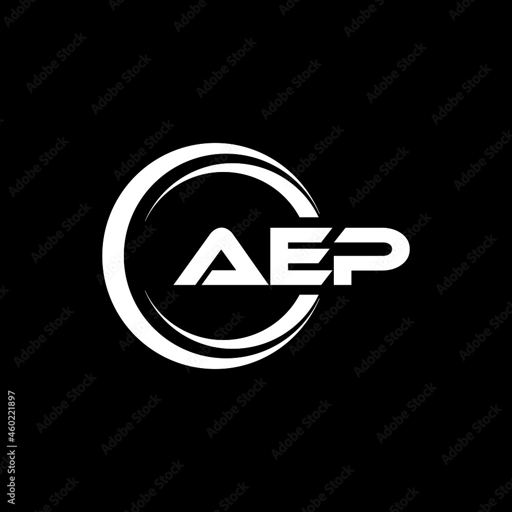 AEP letter logo design with black background in illustrator, vector ...