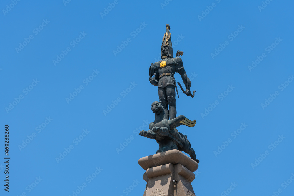 The statue of the "Golden Man", located at the top of the Independence ...