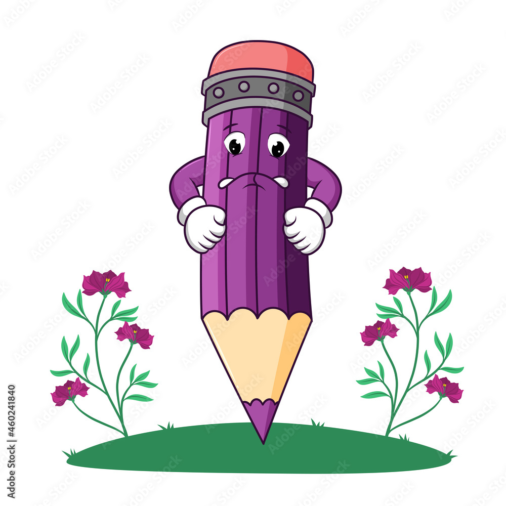 The scary pencil is giving the sad pencil Stock Vector | Adobe Stock