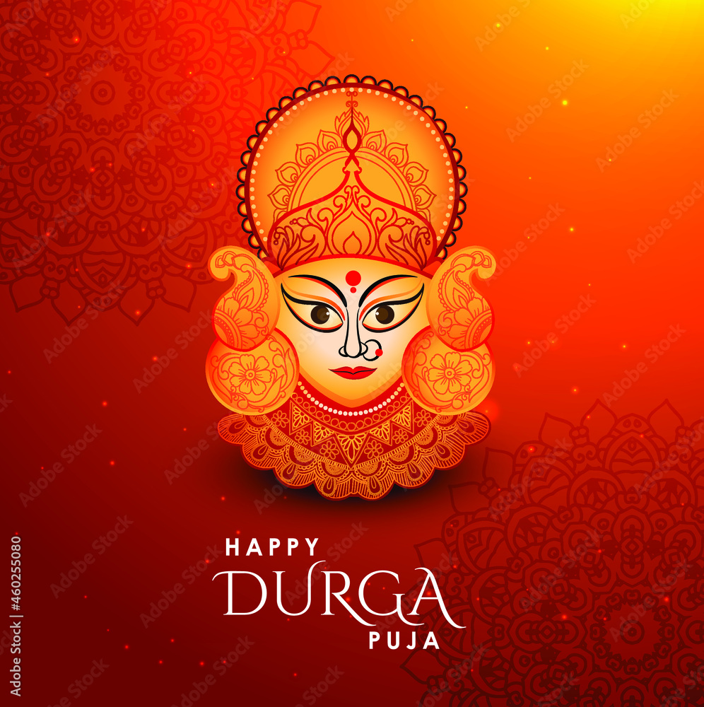 durga puja design. durga maa with diya. Stock Vector | Adobe Stock