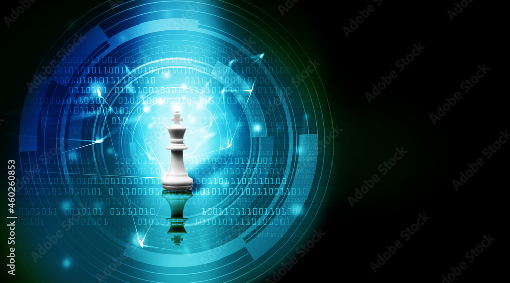 White King chess stand on futuristic digital, Leader in digital disrupt ...
