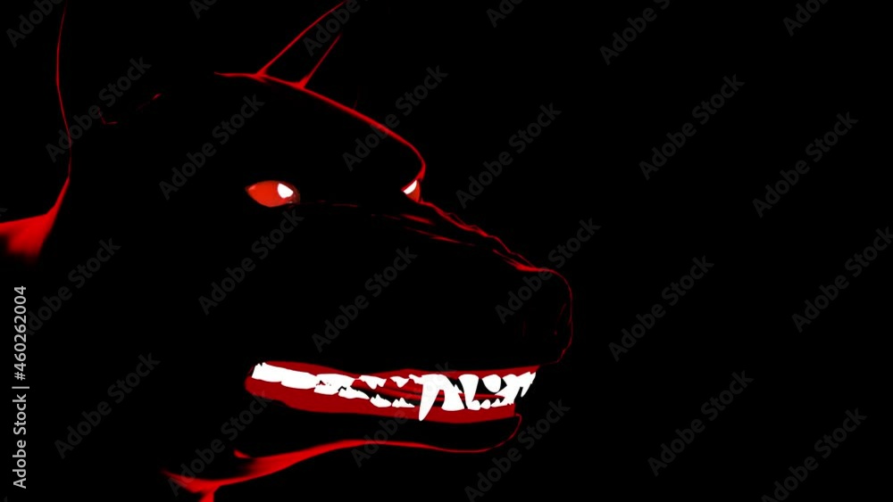 Scary Wolf: The monster comes out of the frame and scares his teeth and ...