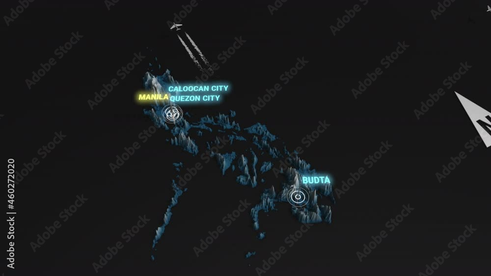 Seamless looping animation of the 3d terrain map at nighttime of ...