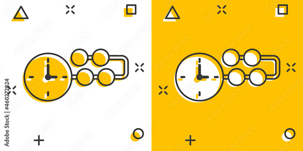 Timeline icon in comic style. Progress cartoon vector illustration on ...