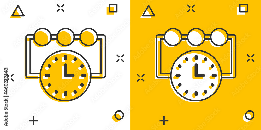 Timeline icon in comic style. Progress cartoon vector illustration on ...