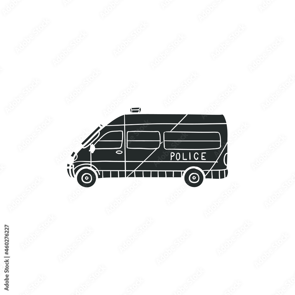 Police Van Icon Silhouette Illustration. Transport Vector Graphic ...