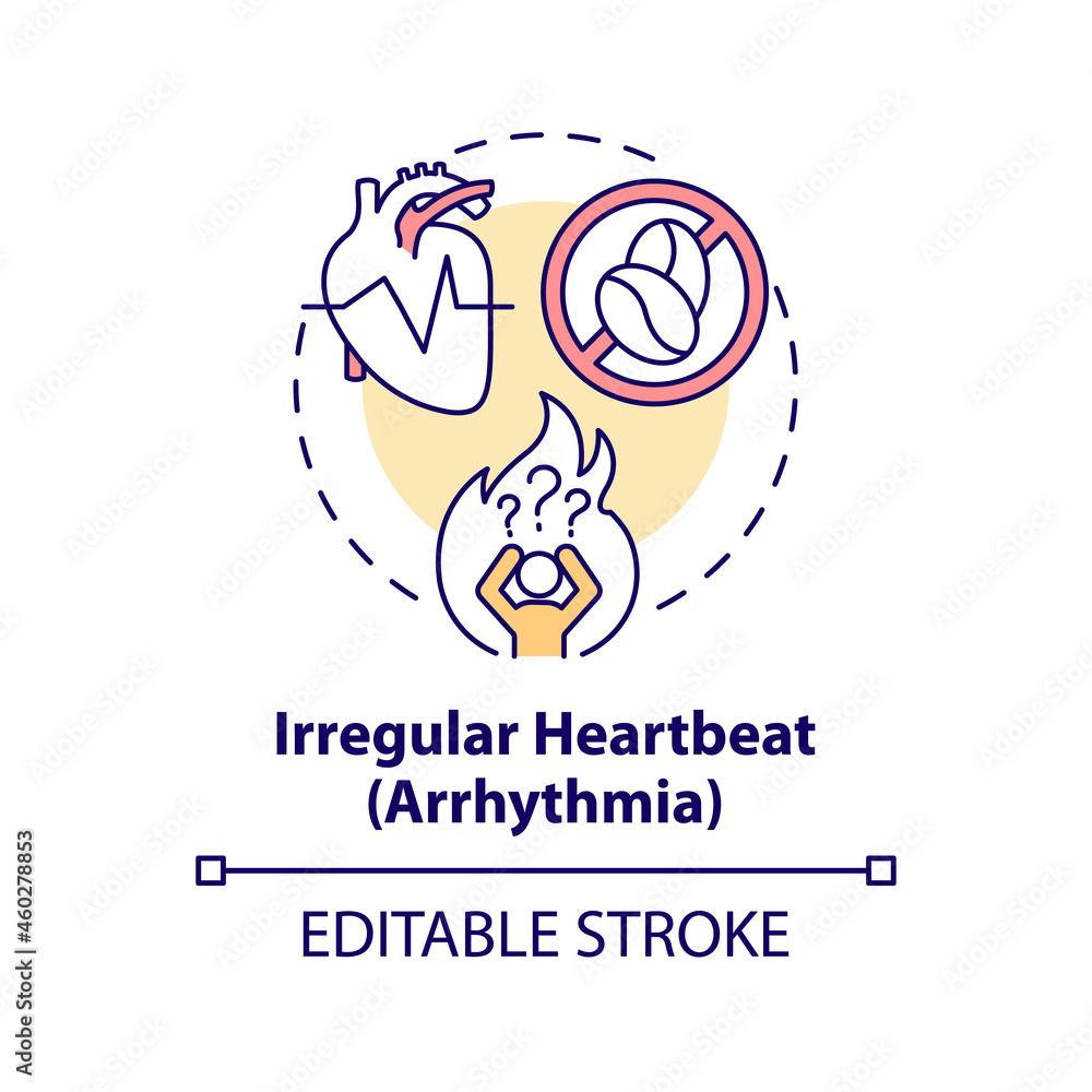 Irregular heartbeat concept icon. Heart arrhythmia abstract idea thin ...