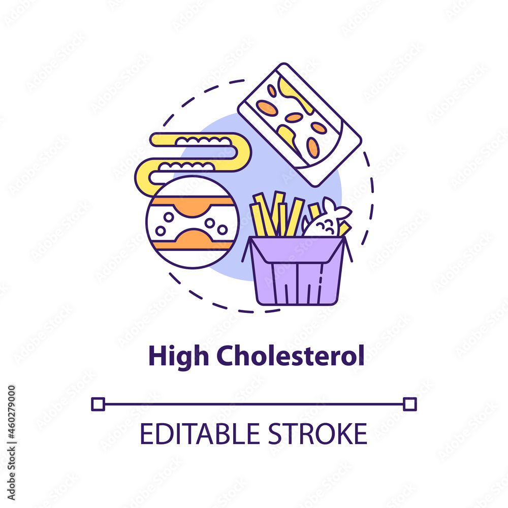 High cholesterol concept icon. Hypertension cause abstract idea thin ...