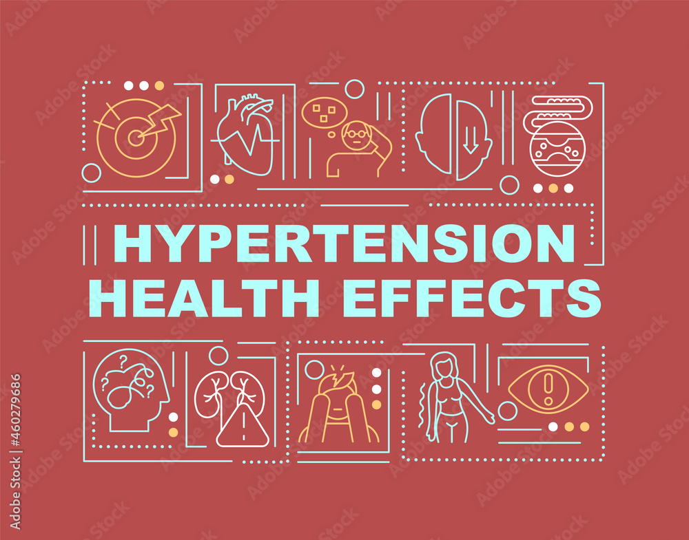 Hypertension health effects word concepts banner. Hypertensive crisis ...