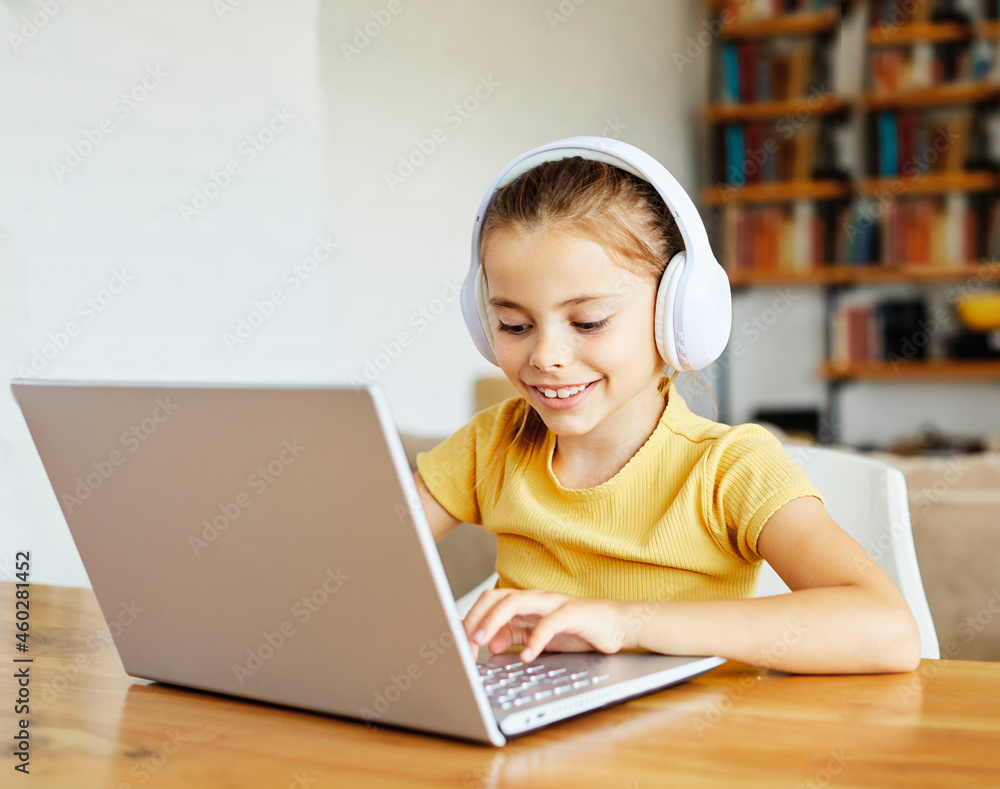 child laptop computer technology home girl education homework kid ...
