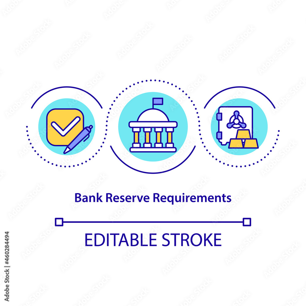 Bank reserve requirements concept icon. Financial management of bank ...