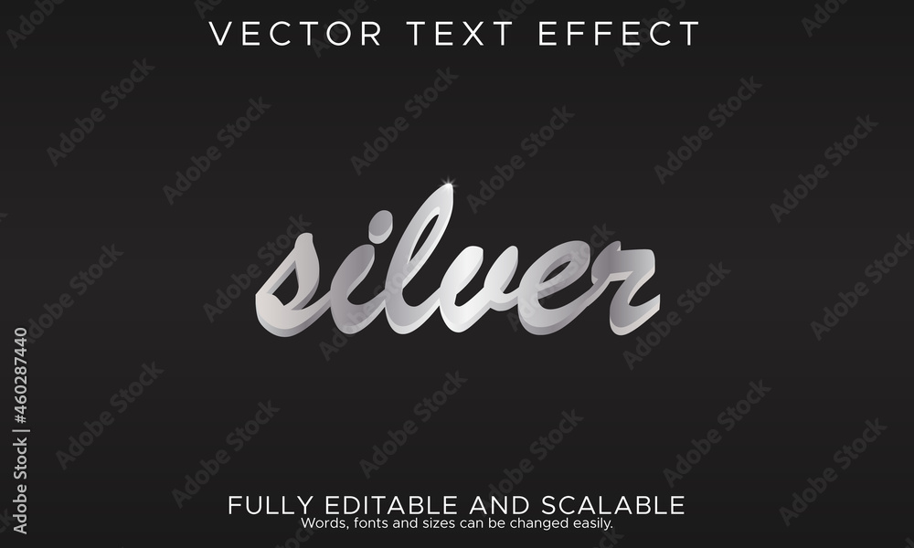 modern editable shiny silver text effect, vector illustration Stock ...