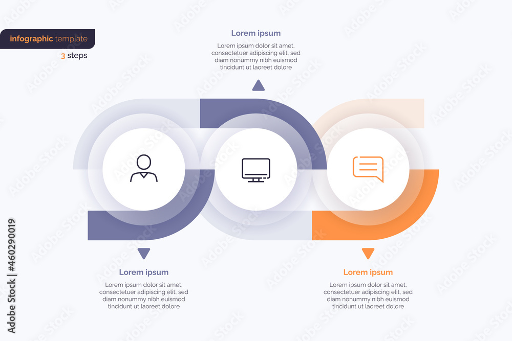 Three step business infographic design template. Vector illustration ...