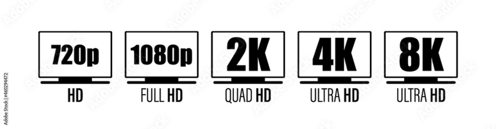 Vector symbol of definition monitor display resolution standard. Flat ...