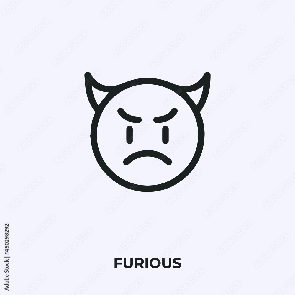 furious emoji icon vector. Linear style sign for mobile concept and web ...