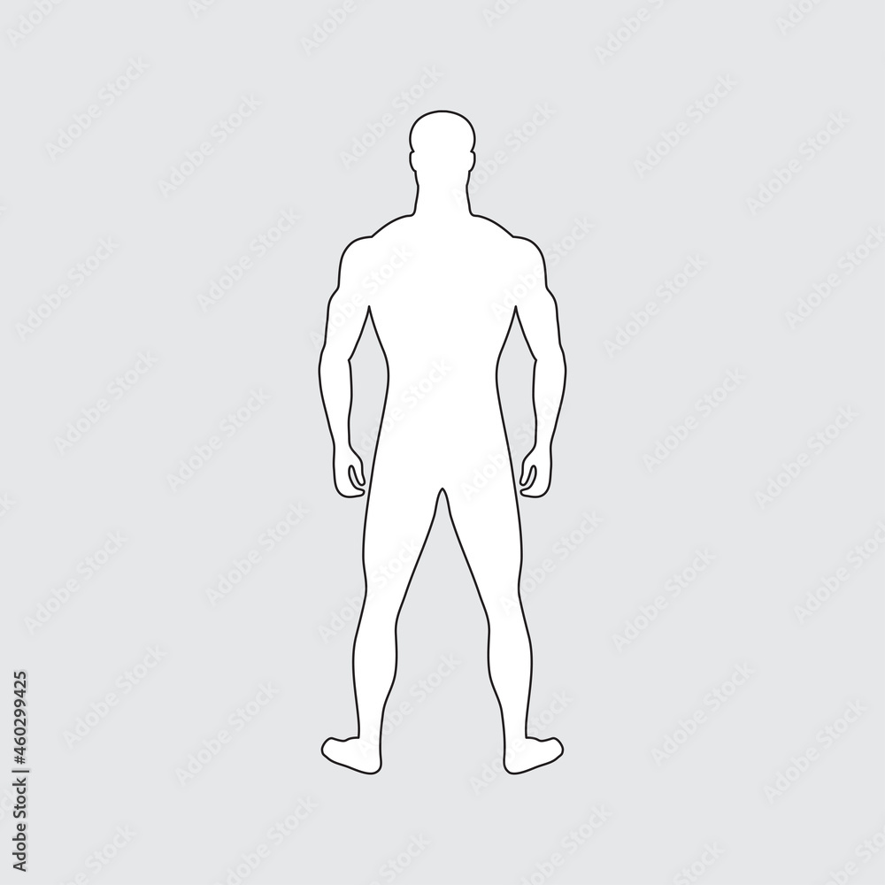 Back view of adult male. Standing man silhouette. Human body black ...