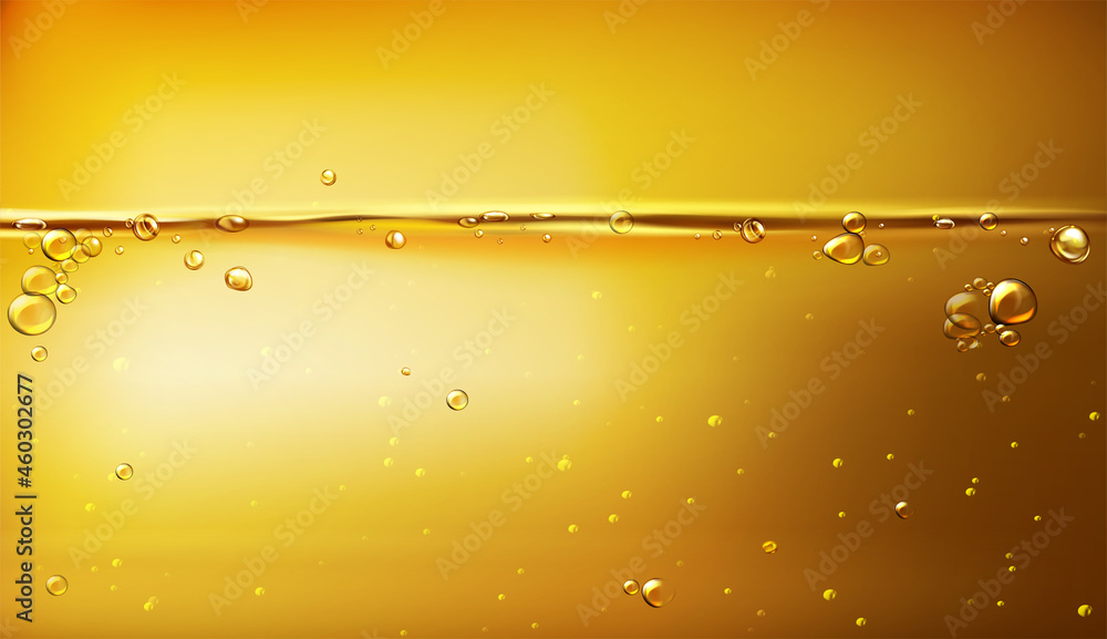 Golden oil liquid background. Mixing water and oil. Template cosmetic ...