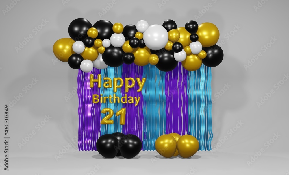 21st birthday greeting background with variations of black and white ...