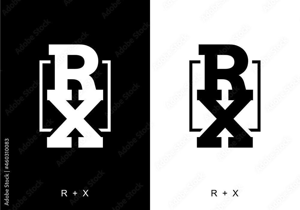 Black and white color of RX initial letter Stock Vector | Adobe Stock