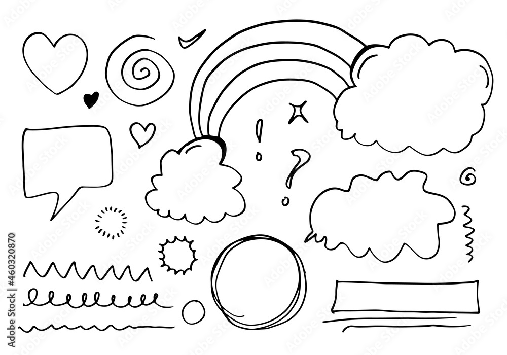 Set of doodle on white background.kids doodle.vector illustration ...