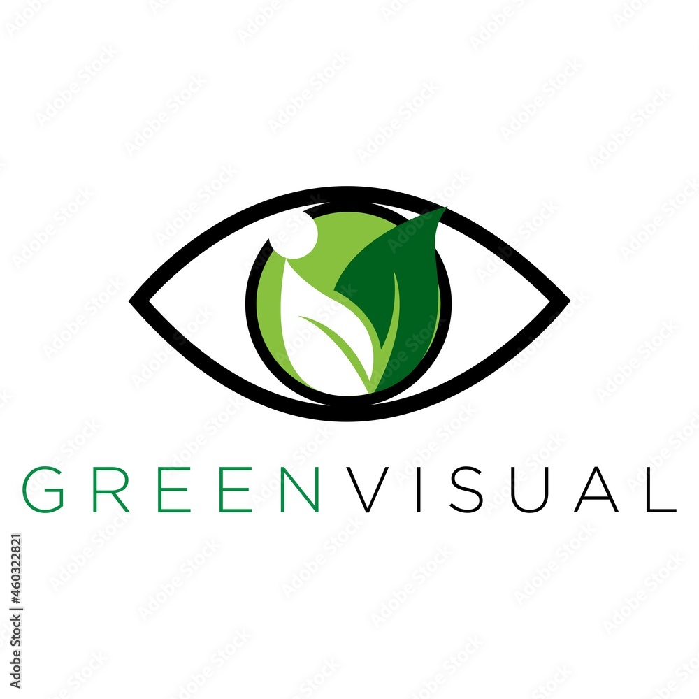 Luxury logo of eye with green leaves inside for your technology ...