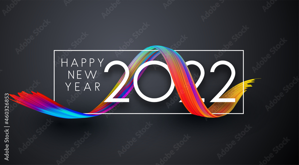 2022 sign with multicolored gradient brush strokes. Stock Vector ...