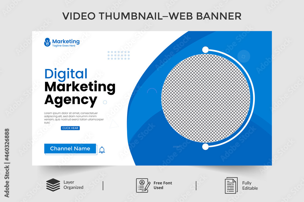 Editable video thumbnail and web banner design. Video cover photo fully ...