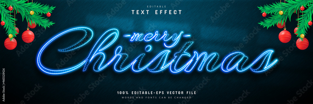Merry Christmas blue neon text effect Stock Vector | Adobe Stock Merry Christmas blue neon text effect Stock Vector | Adobe Stock