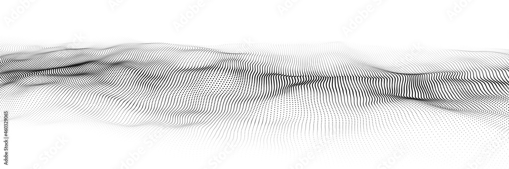 Wave of particles. Digital wave background concept. Abstract technology ...