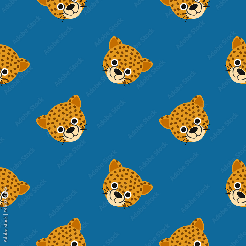 Pattern cute cheetah cartoon character, flat colorful drawing funny ...