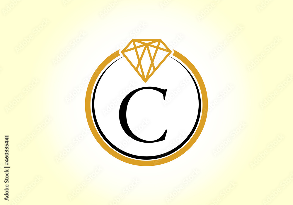 Letter C alphabet in a circle with Diamond. Diamond ring logo. Jewelry ...