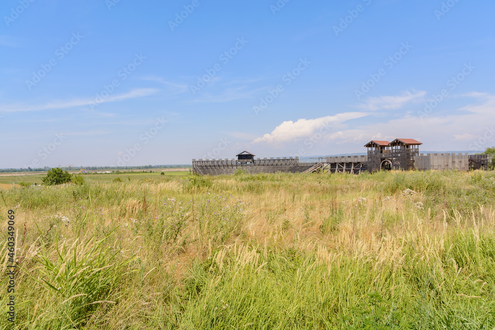 Wooden reconstruction of Roman amphitheater in the Roman city of ...