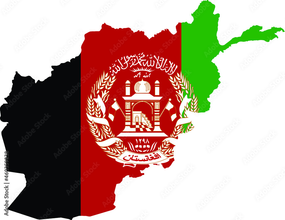 Map of Afghanistan with national flag Stock Vector | Adobe Stock