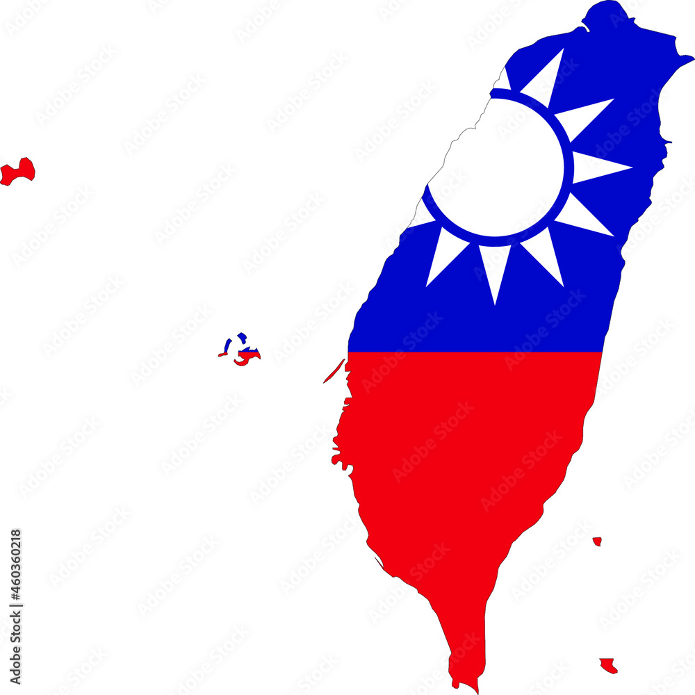 Map of Taiwan with national flag Stock Vector | Adobe Stock