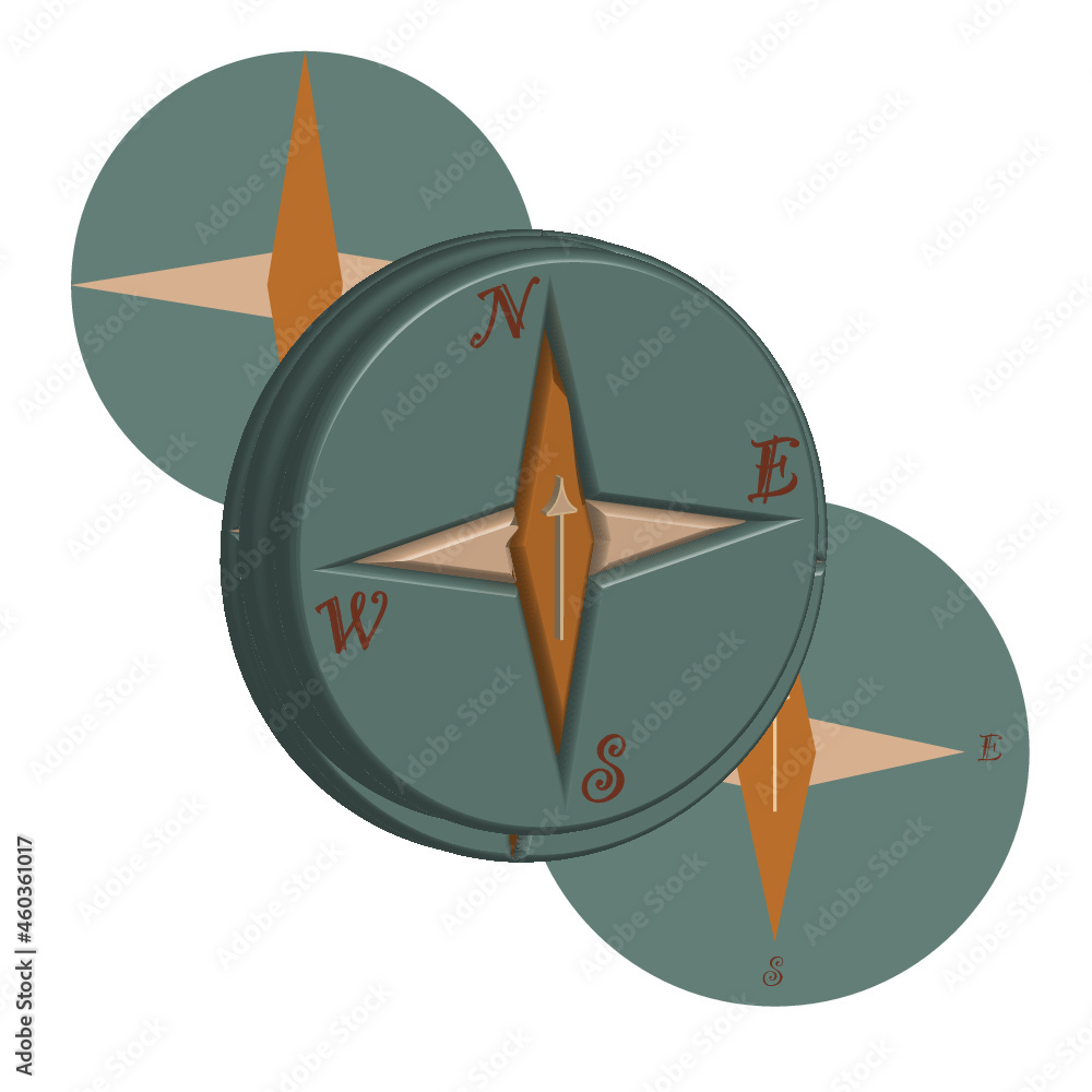3D and 2D Compass Stock Vector | Adobe Stock