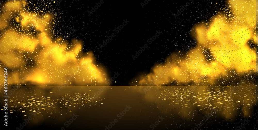 Smoke stage vector background. Abstract gold fog Stock Vector | Adobe Stock