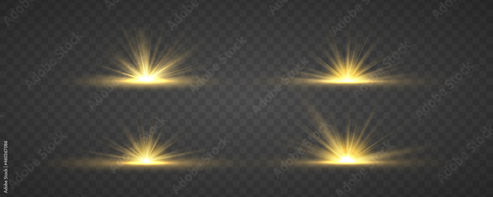Gold glitter explosion sun isolated on transparent background. Special ...