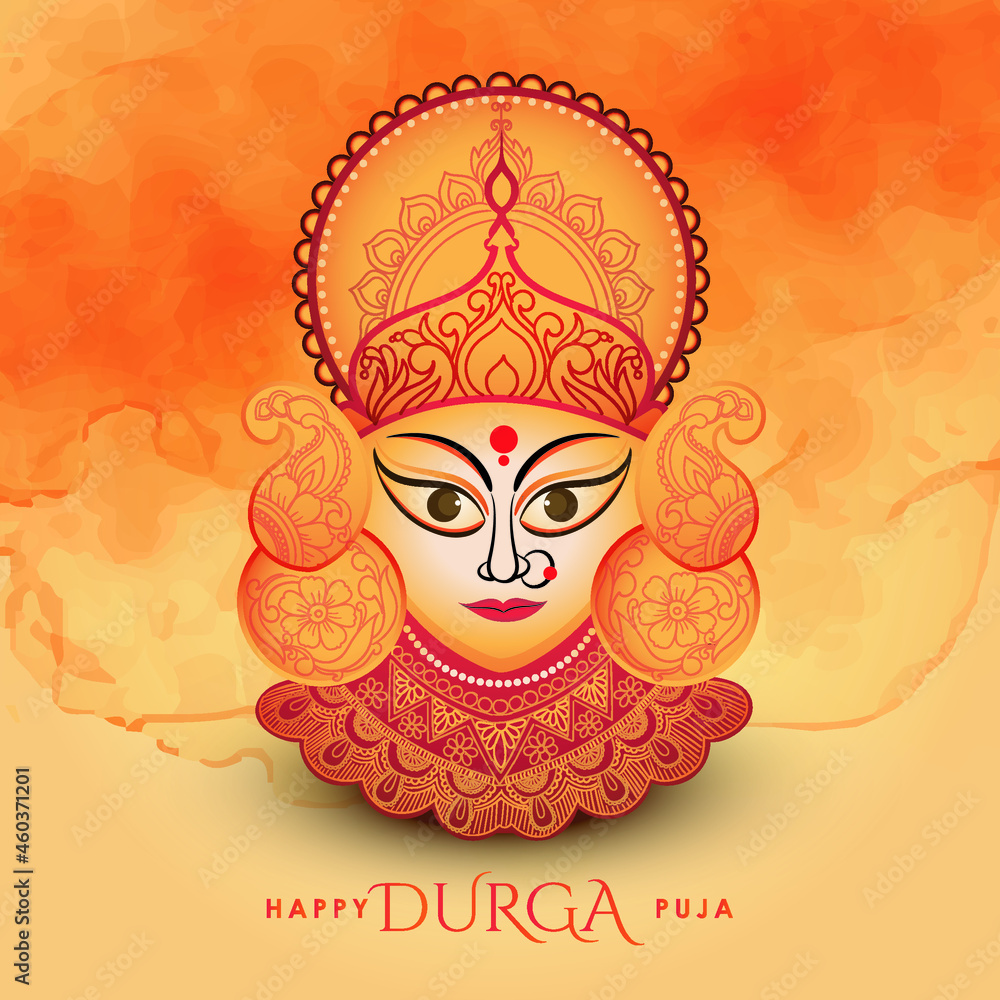 durga puja design. durga maa with diya. Stock Vector | Adobe Stock